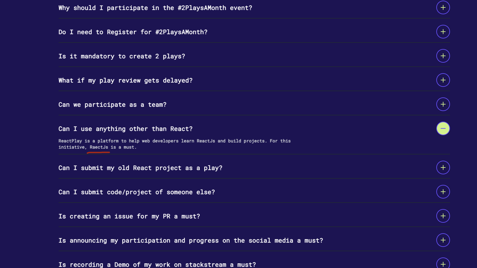 Spelling mistake in FAQ section · Issue #129 · reactplay/activities · GitHub