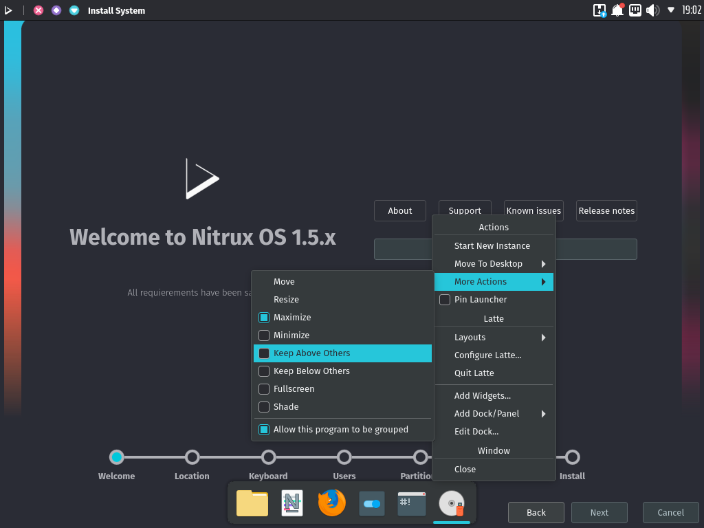 The top panel will cover the dropdown menu to select the installation target in the Partitions ...