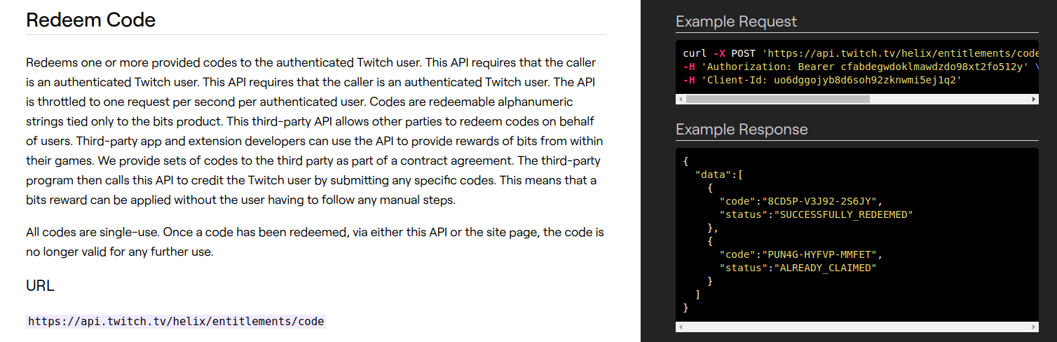 Redeem Code: URL missing Method · Issue #323 · twitchdev/issues · GitHub