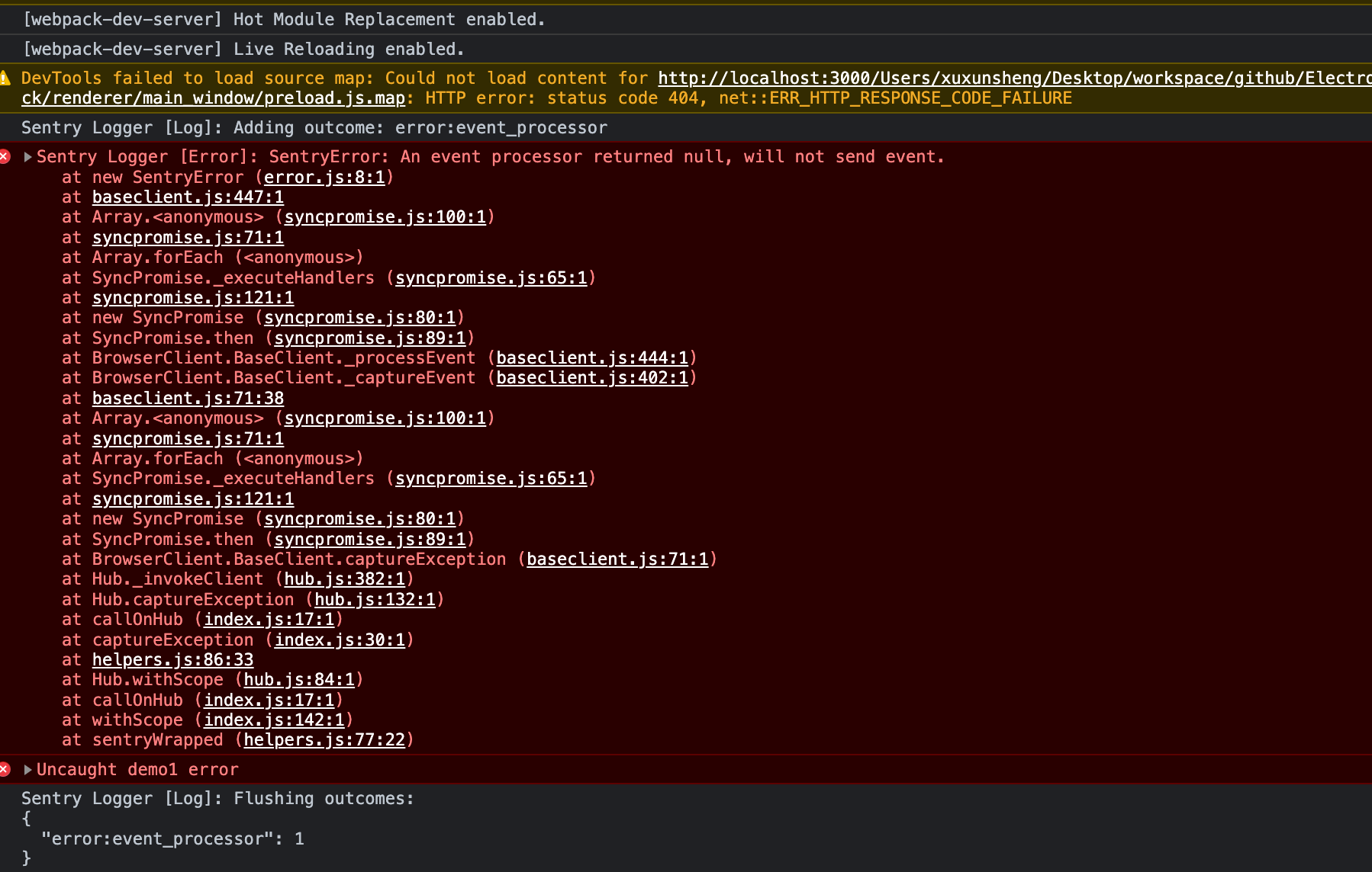 Events Caught From Renderer Process By Sentryelectron Do Not Work Well · Issue 475 
