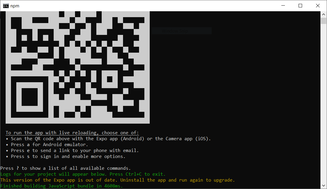 This version of the Expo app is out of date. Uninstall the app and run ...