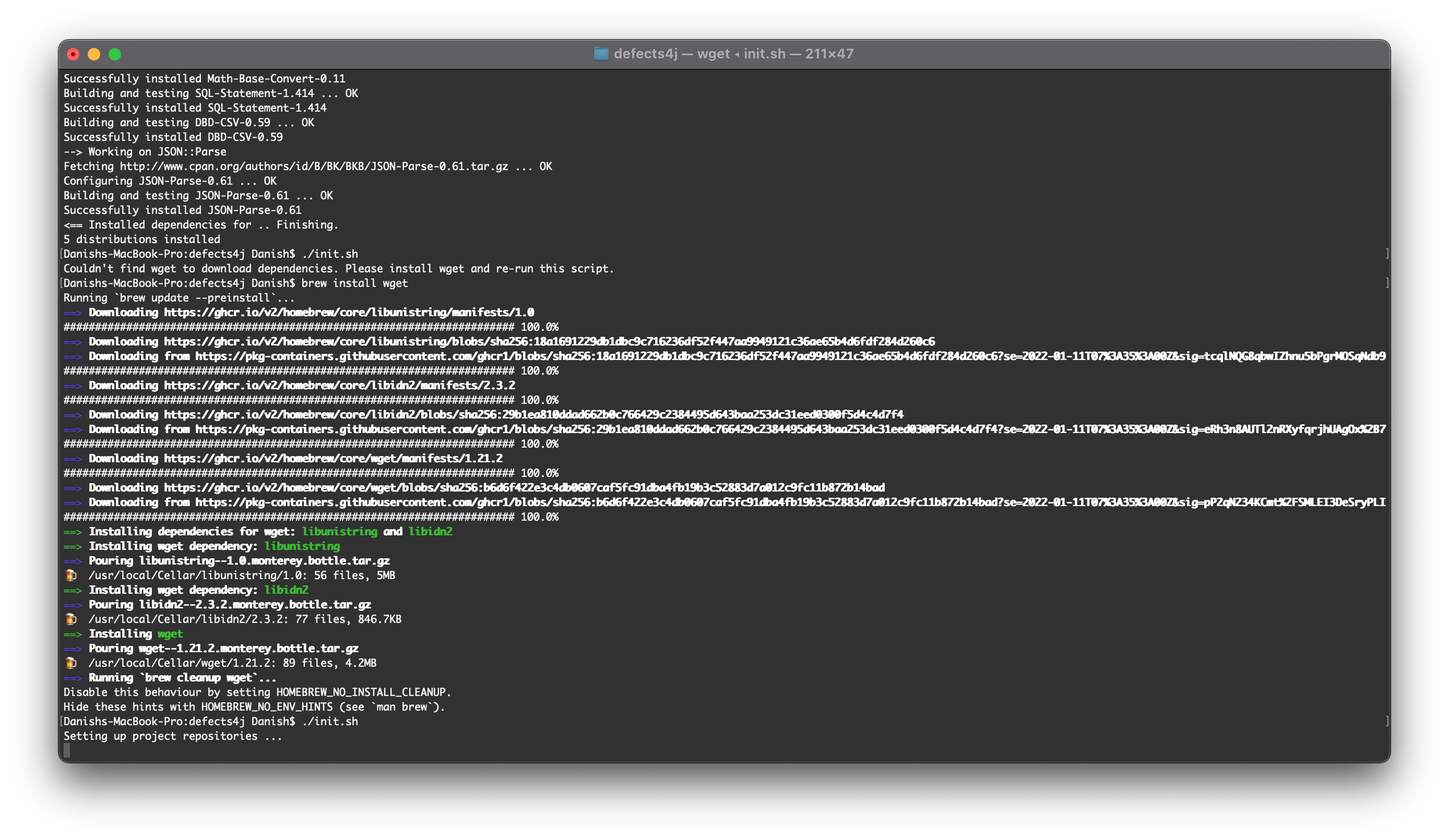 Couldn't find project repositories! Did you (re)run 'defects4j/init.sh'? · Issue #456 · rjust ...