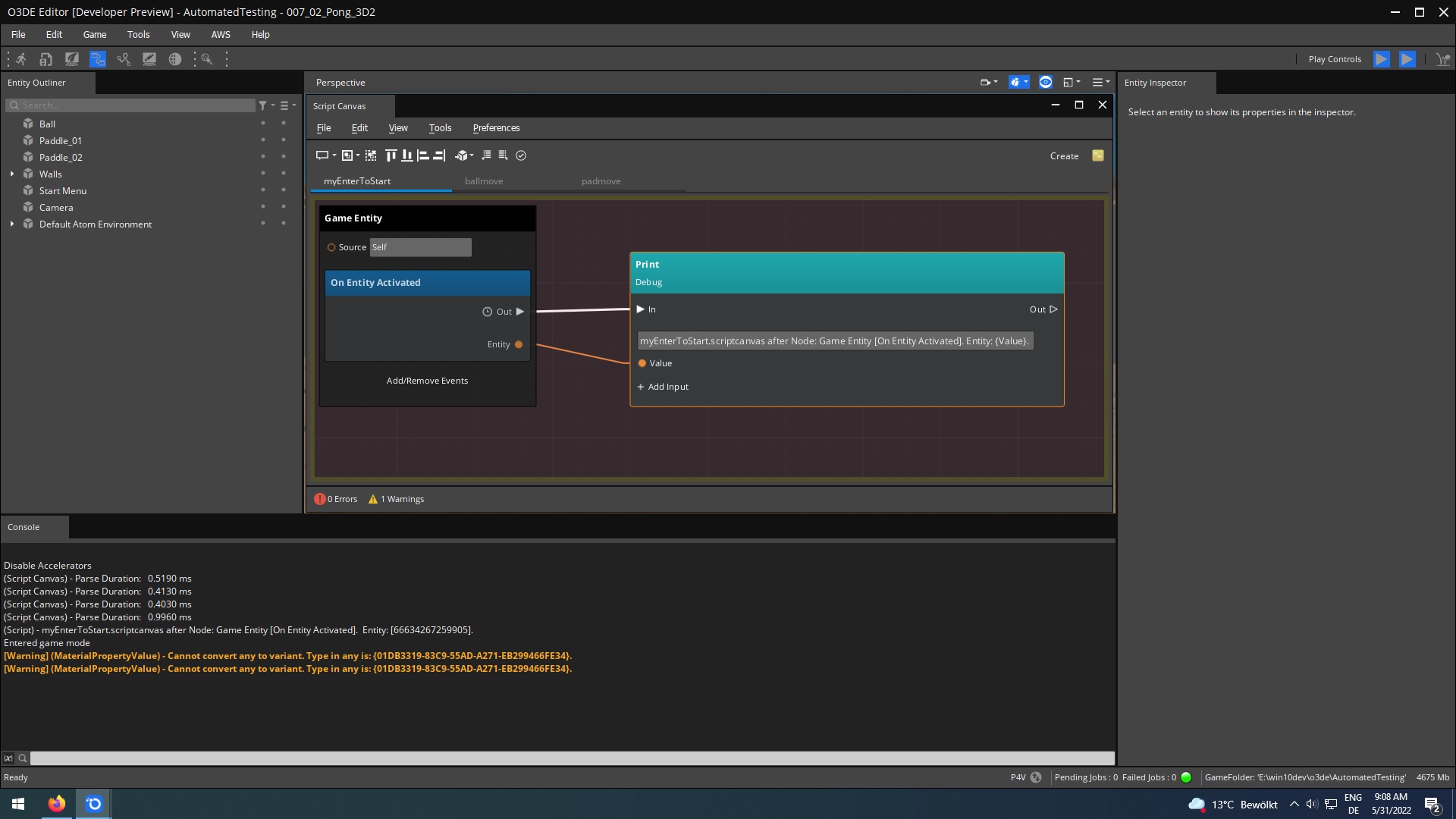 Pong Tutorial 03 - Scripting the Game Start Menu · o3de o3de · Discussion #9354 · GitHub