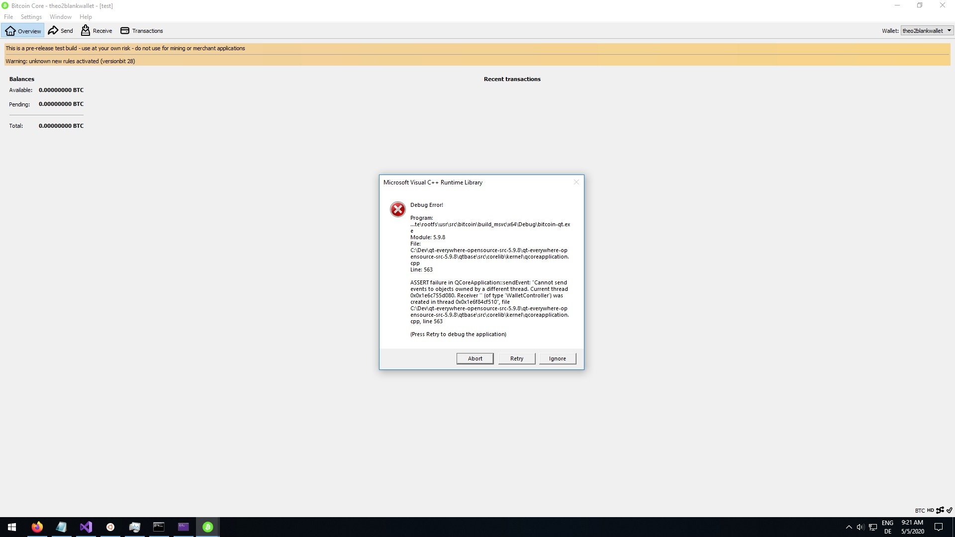 debug assert in walletcontroller.cpp in func getOrCreateWallet, if thread is not gui · Issue ...