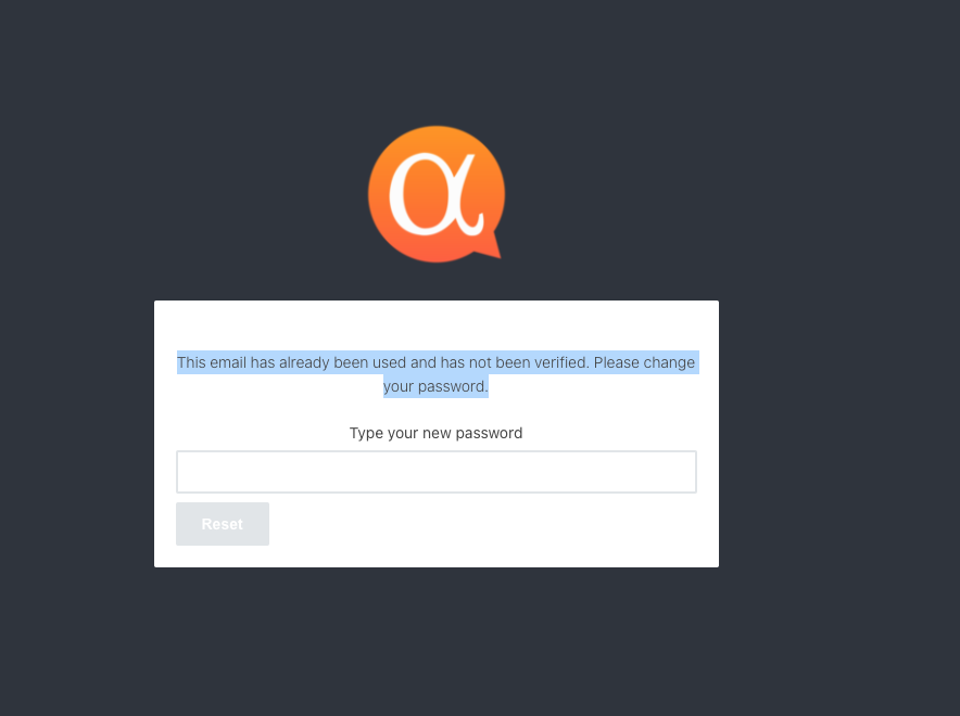 getting error: This email has already been used and has not been ...