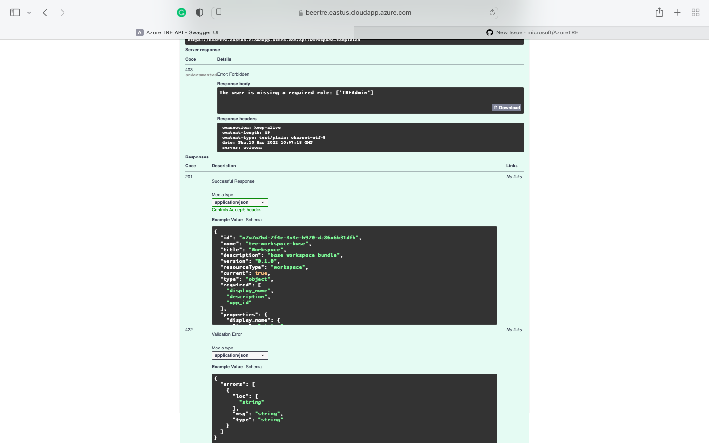 The user is missing a required role: ['TREUser', 'TREAdmin'] · Issue #1477 · microsoft/AzureTRE ...