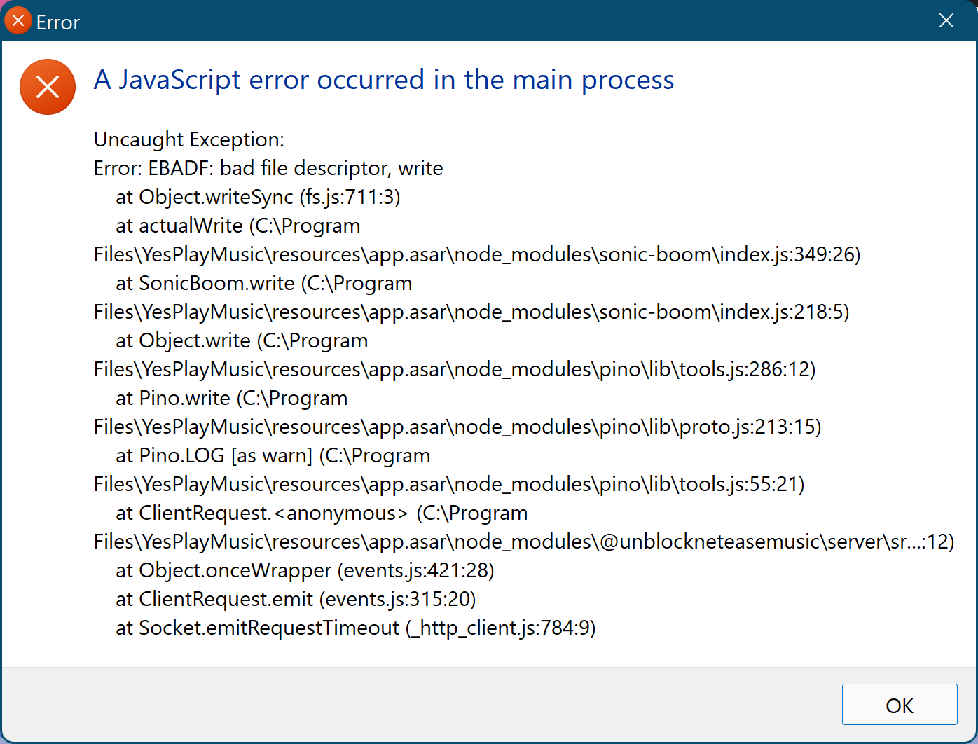 javascript error in main process · Issue #1403 · qier222/YesPlayMusic ...