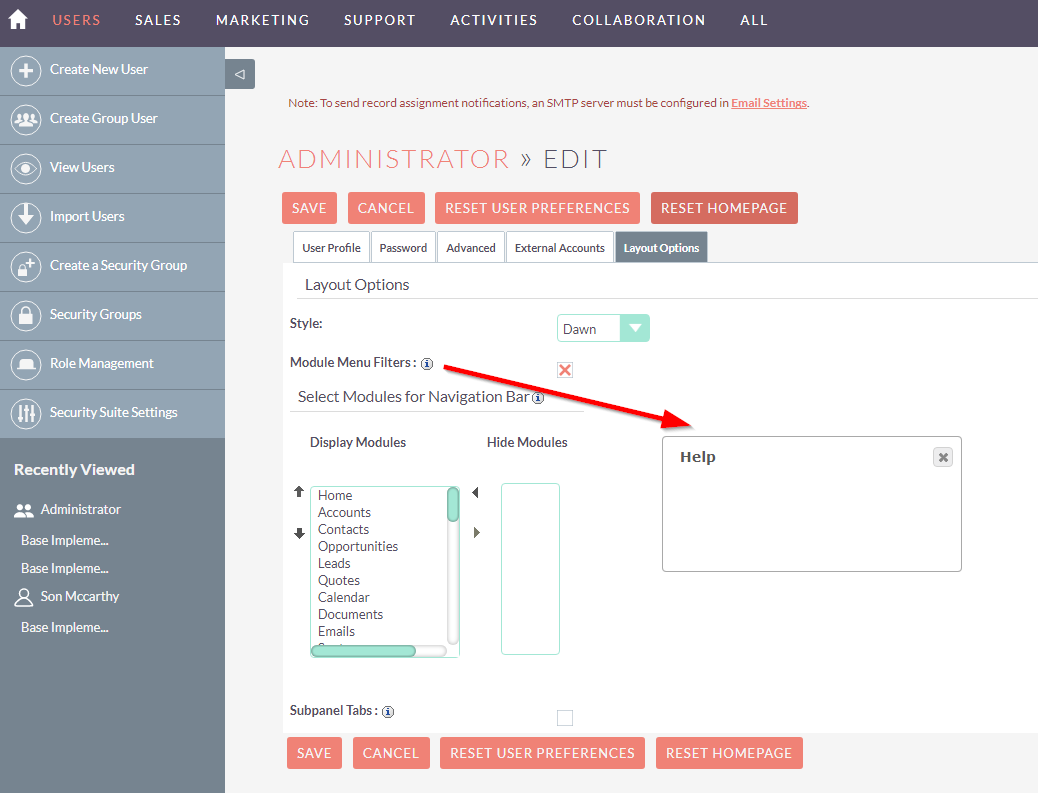 Empty help message when creating user · Issue #5286 · salesagility/SuiteCRM · GitHub