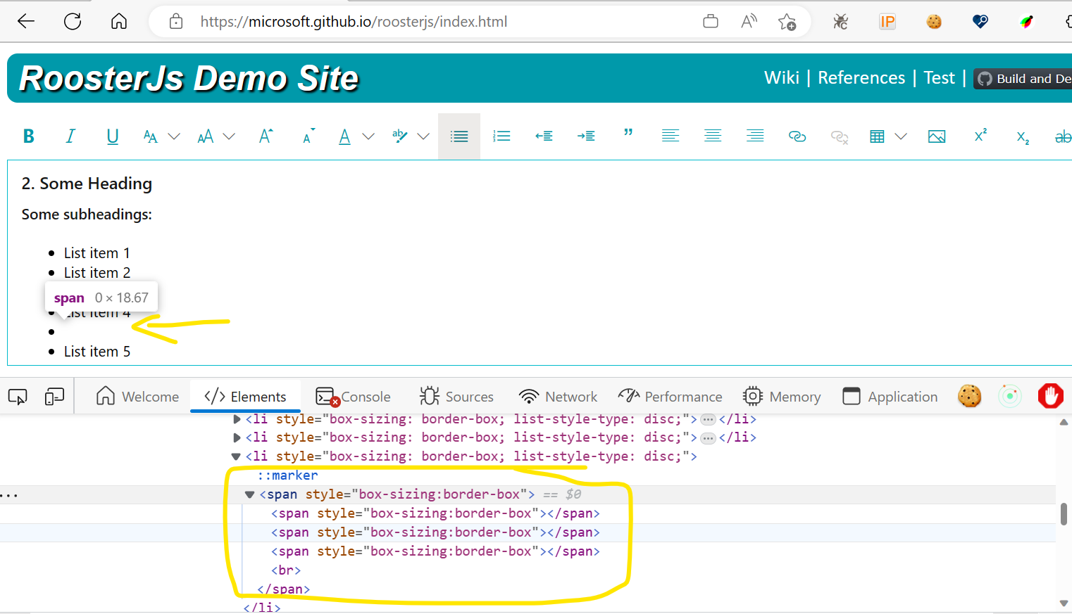 Copy paste bullet list item doesn't work, copies just empty span instead of content inside ...