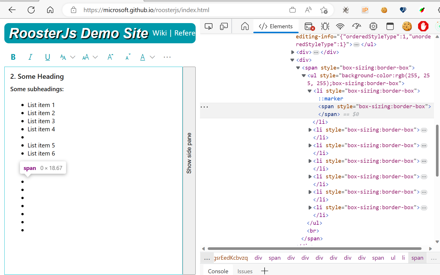 Copy paste bullet list item doesn't work, copies just empty span instead of content inside ...