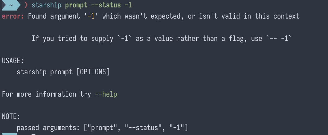 Passing -1 as a value in arguments · Issue #3837 · starship/starship ...