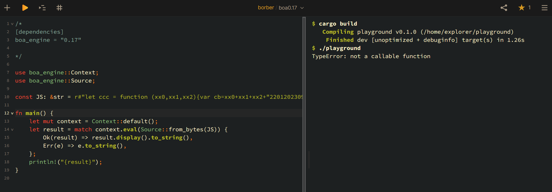 [Bug] boa_engine, something 0.16 works but 0.17 doesn't · Issue #3184 · boa-dev/boa · GitHub