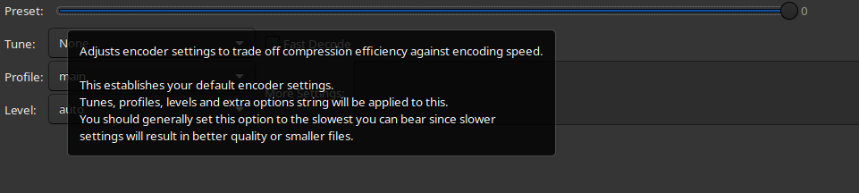 Update Video Encoding Speed 'Preset' hovertext to better explain value correspondance · Issue ...