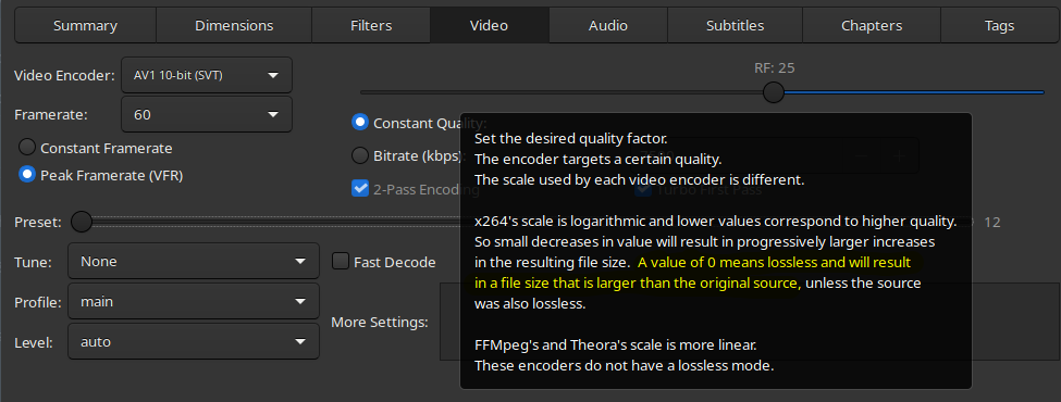 Update Video Encoding Speed 'Preset' hovertext to better explain value correspondance · Issue ...