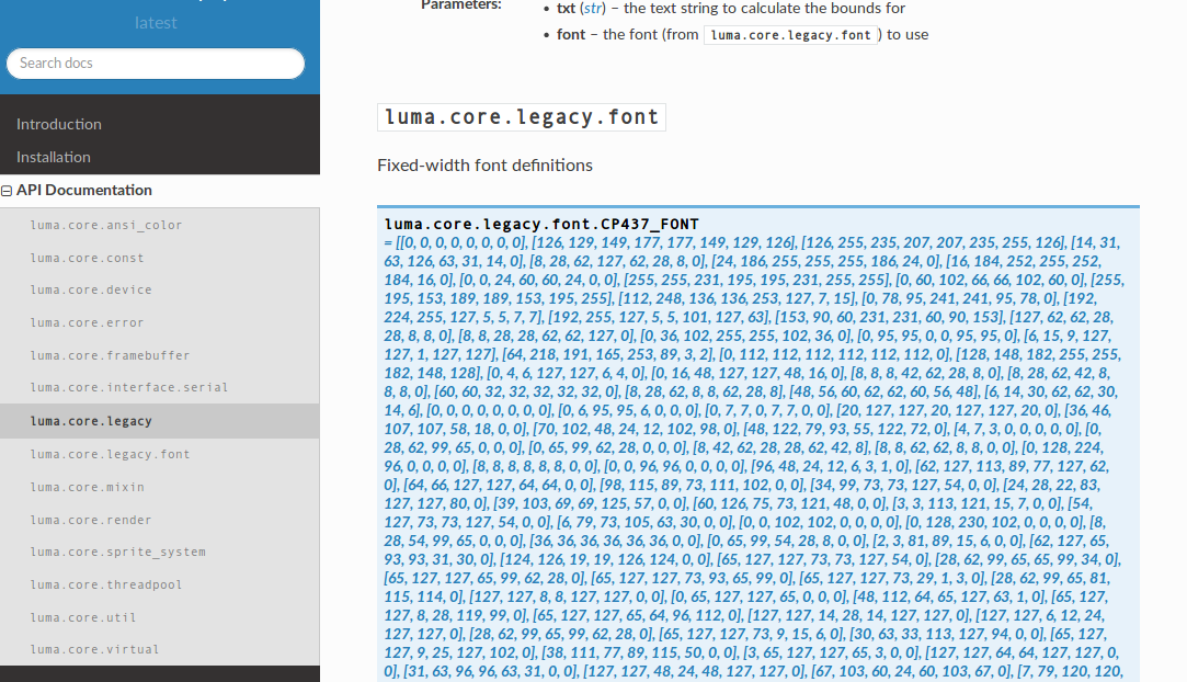 exclude font data from api docs · Issue #131 · rm-hull/luma.core · GitHub