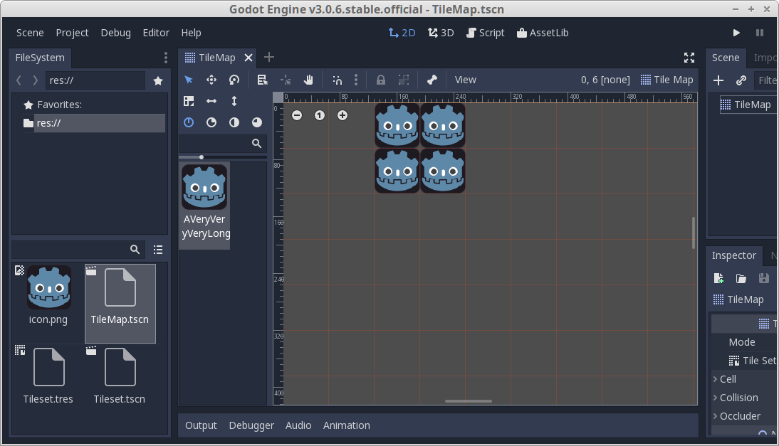 TileMap editor expands to accommodate long tile name, pushing neighboring panels offscreen ...