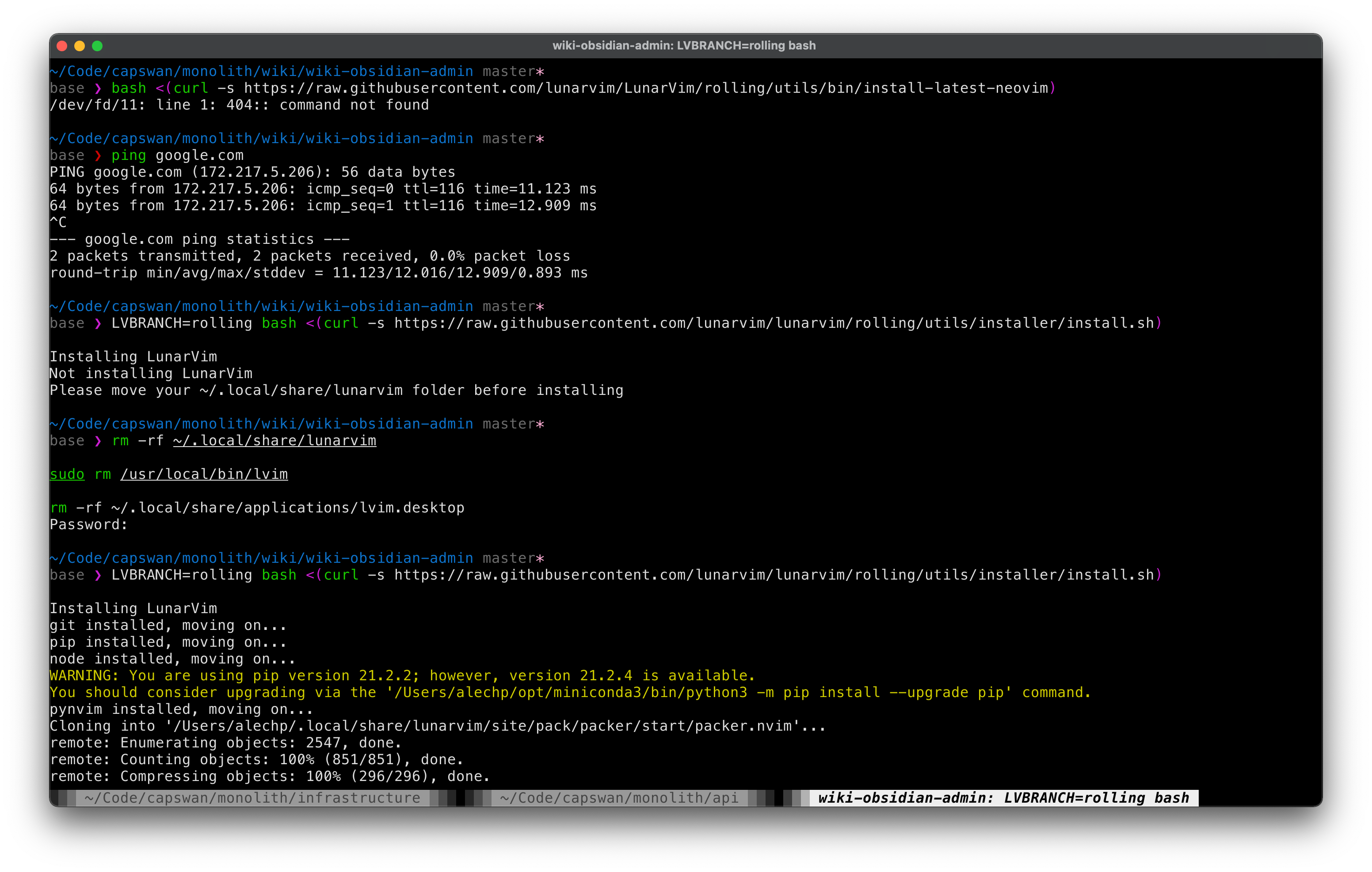 [Bug]: Rolling and master install failing · Issue #1235 · LunarVim/LunarVim · GitHub