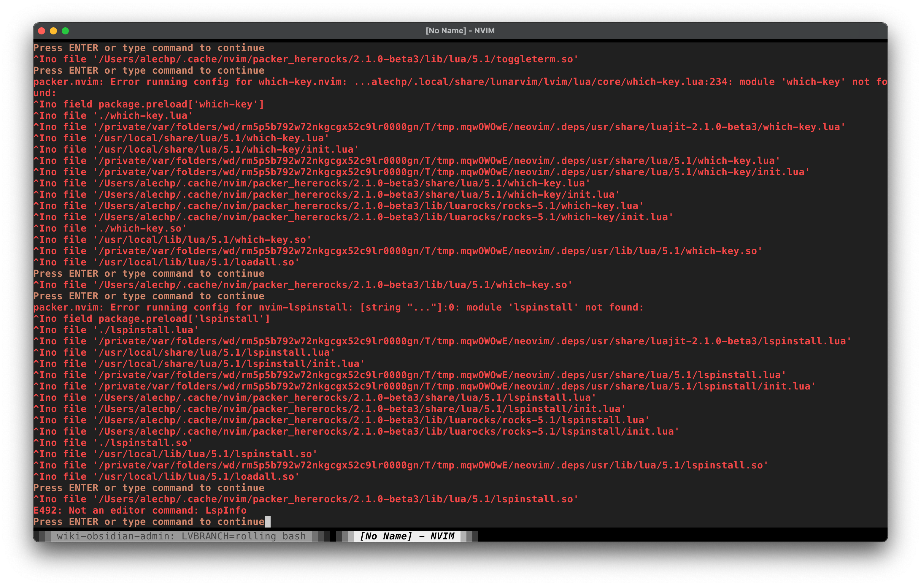 [Bug]: Rolling and master install failing · Issue #1235 · LunarVim/LunarVim · GitHub