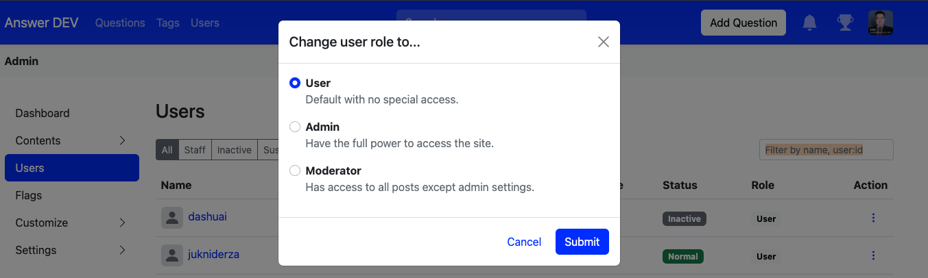 Need permission configure to delete answer · Issue #244 · apache/answer · GitHub