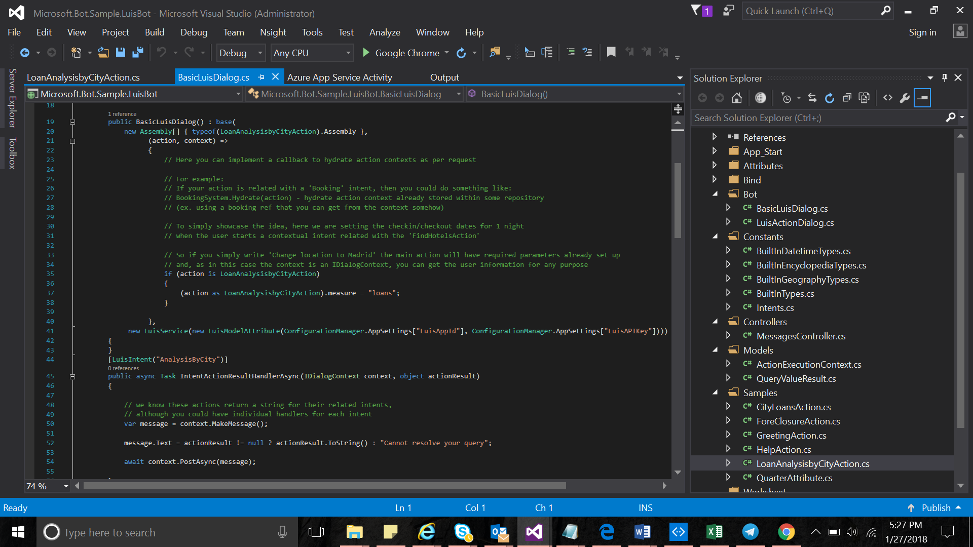[Direct Line] Getting the response same as question typed from Direct Line API for LUIS action ...