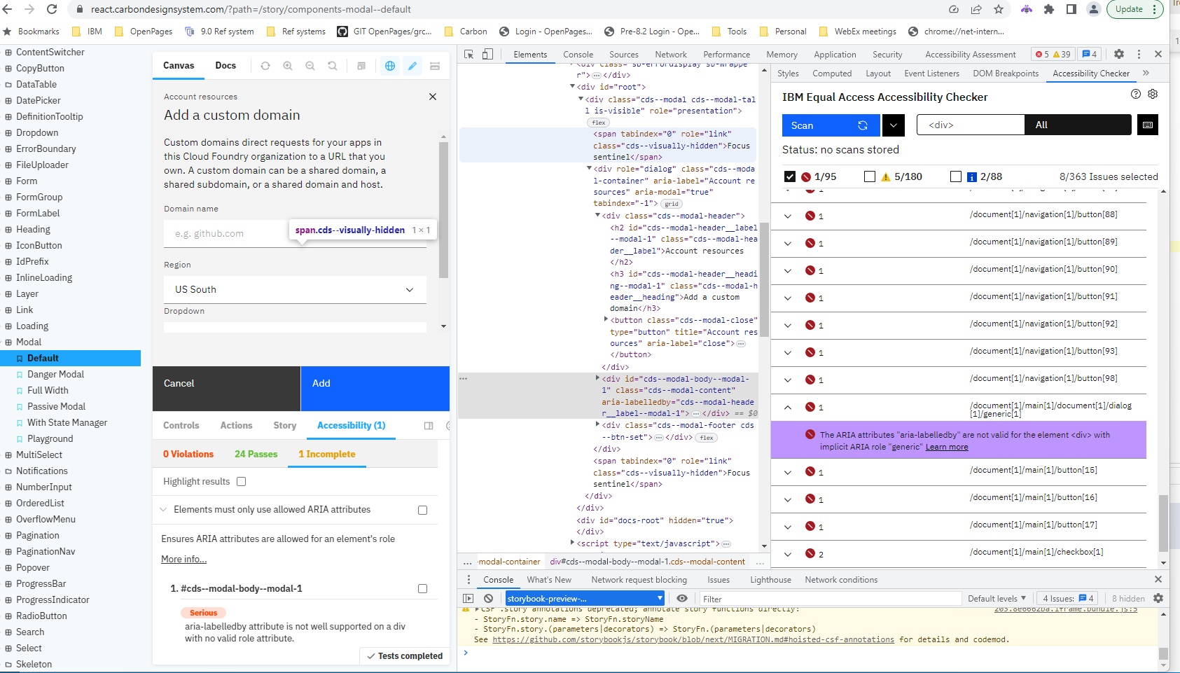 [a11y]: Modal sets aria-labelled-by but Accessibility Checker complains · Issue #13742 · carbon ...