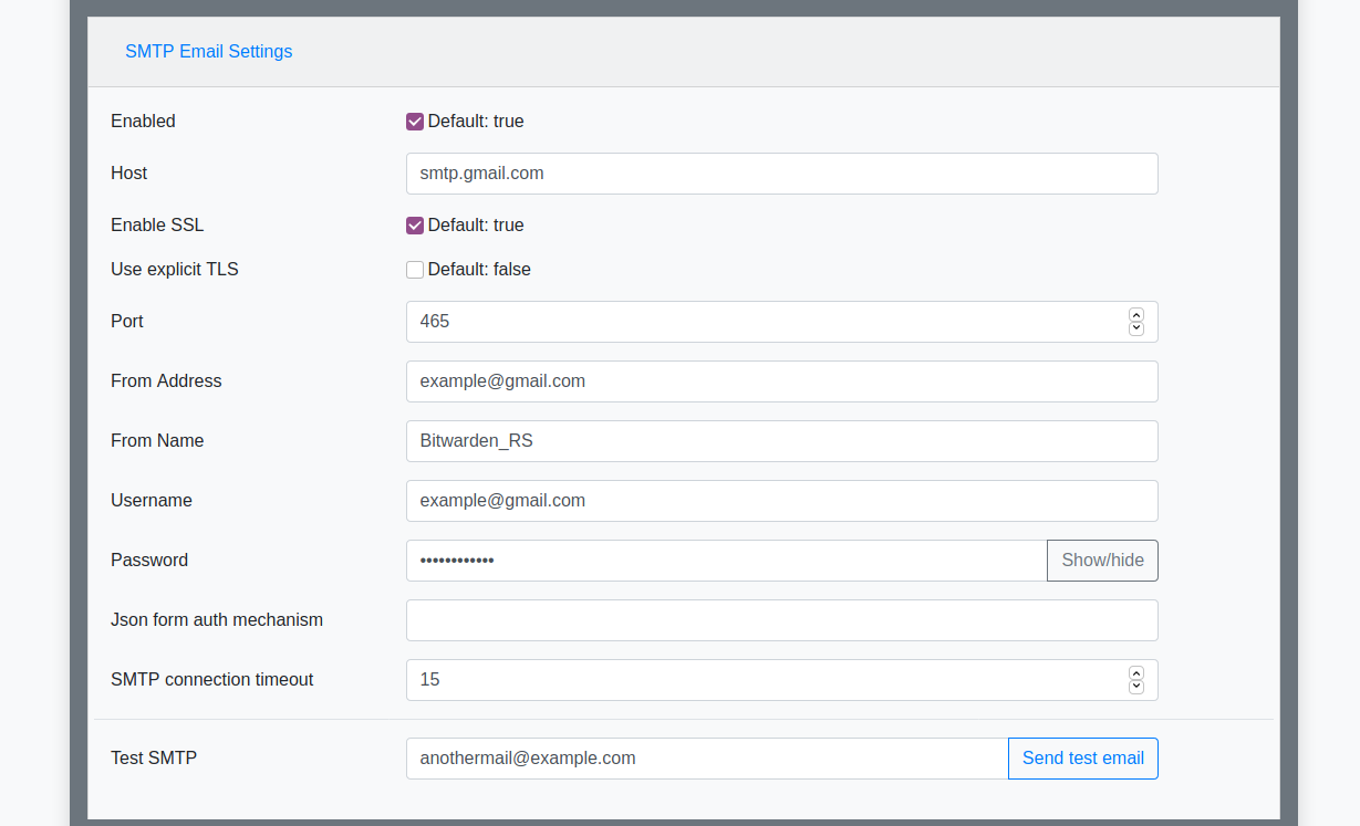 Error When Sending Test Mail using Gmail Dani garcia Vaultwarden 