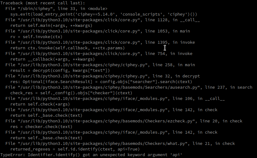 TypeError: Identifier.identify() · Issue #721 · bee-san/Ciphey · GitHub