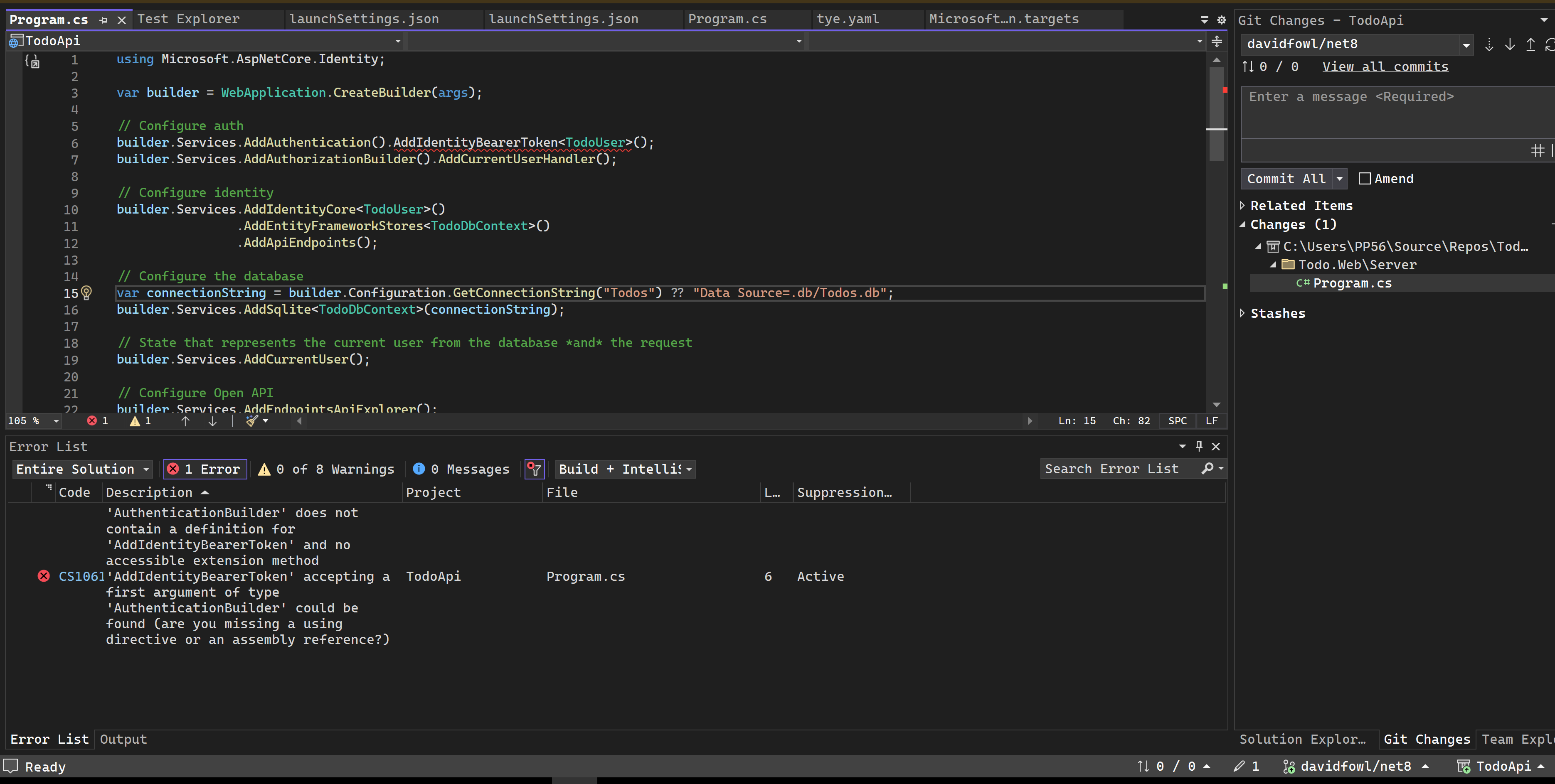 Net8 Branch Doesn T Build · Issue 84 · Davidfowl Todoapi · Github