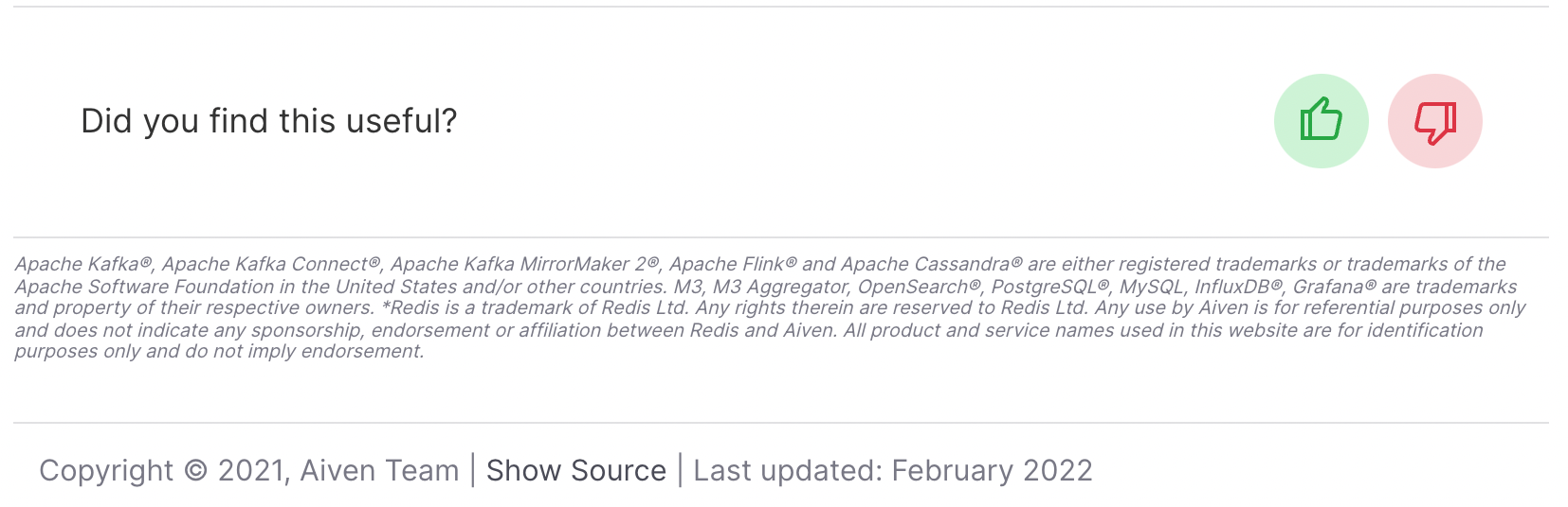 Add a footer for disclaimers · Issue #485 · aiven/devportal · GitHub