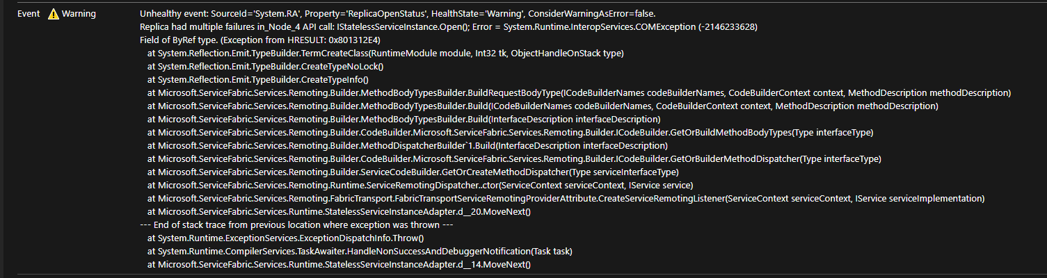 System.Runtime.InteropServices.COMException while using service fabric · Issue #437 · microsoft ...