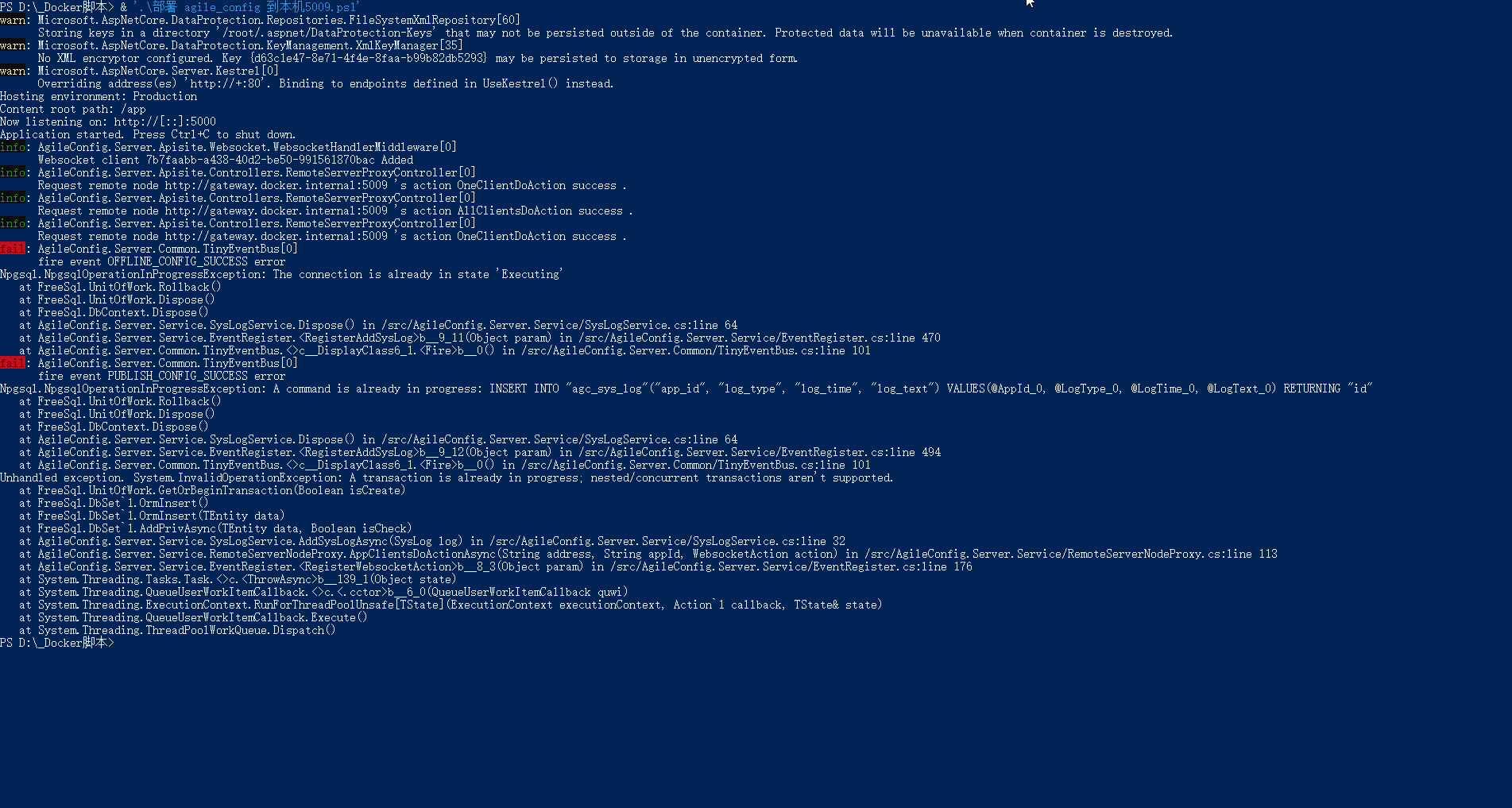 使用PostgreSql数据库报错 · Issue #38 · dotnetcore/AgileConfig · GitHub