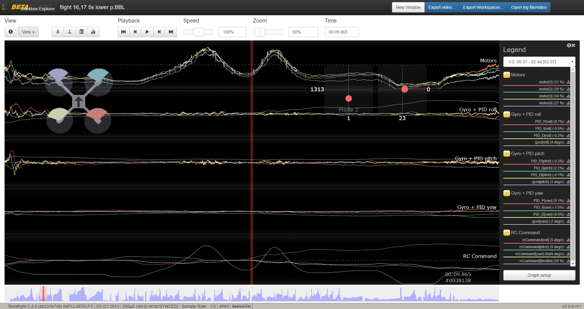 Spikes in motor traces with rc_interpolation, and amplified by throttle ...