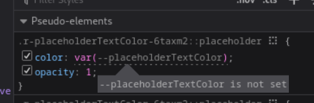 Input doesn't set `placeholderTextColor` when using color tokens ...