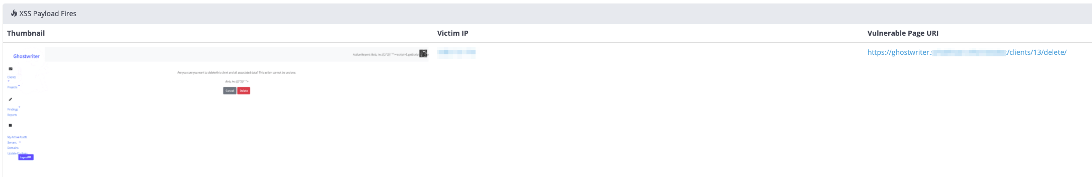Stored Cross-Site Scripting - Client Delete Page · Issue #87 · GhostManager/Ghostwriter · GitHub