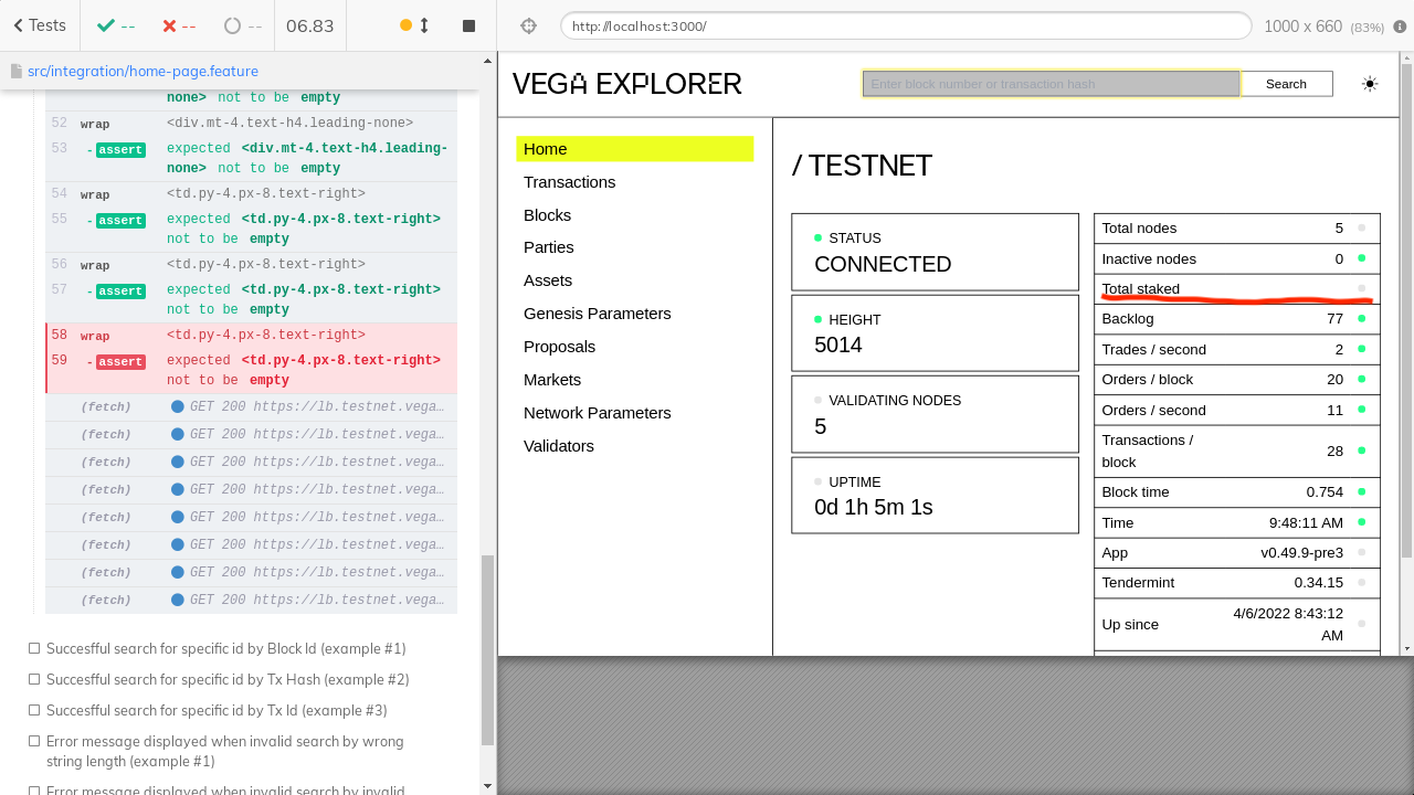 Empty field for total staked on the stats page · Issue #213 · vegaprotocol/frontend-monorepo ...