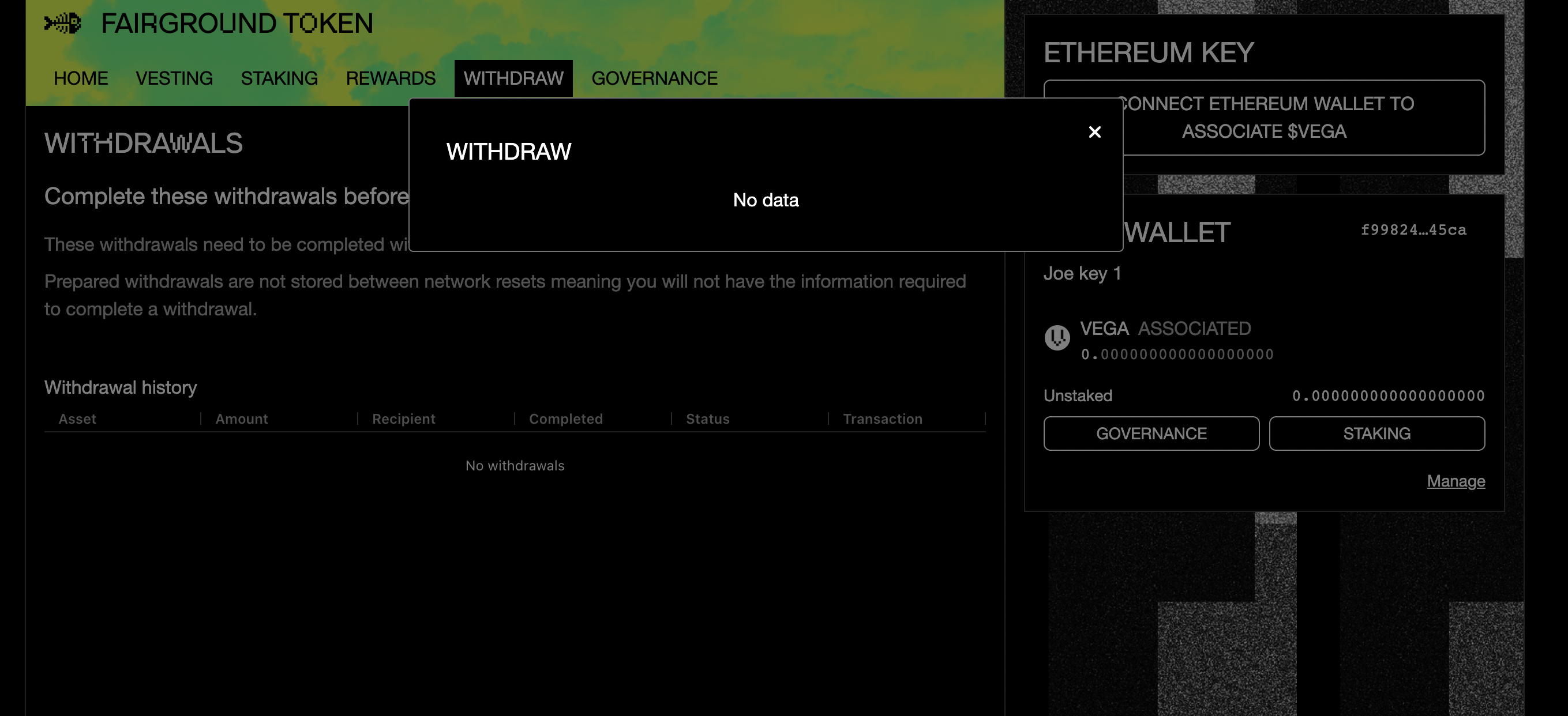 Withdrawal Form Displaying No Data When Connected With Empty Wallet · Issue 1847