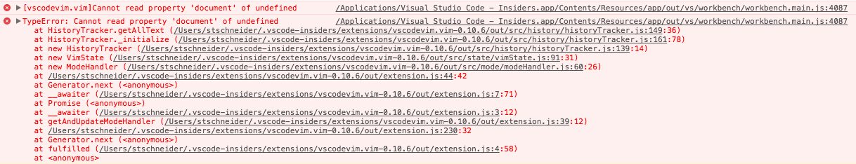 Cannot Read Property Document Of Undefined · Issue 2232 · Vscodevimvim · Github 2506