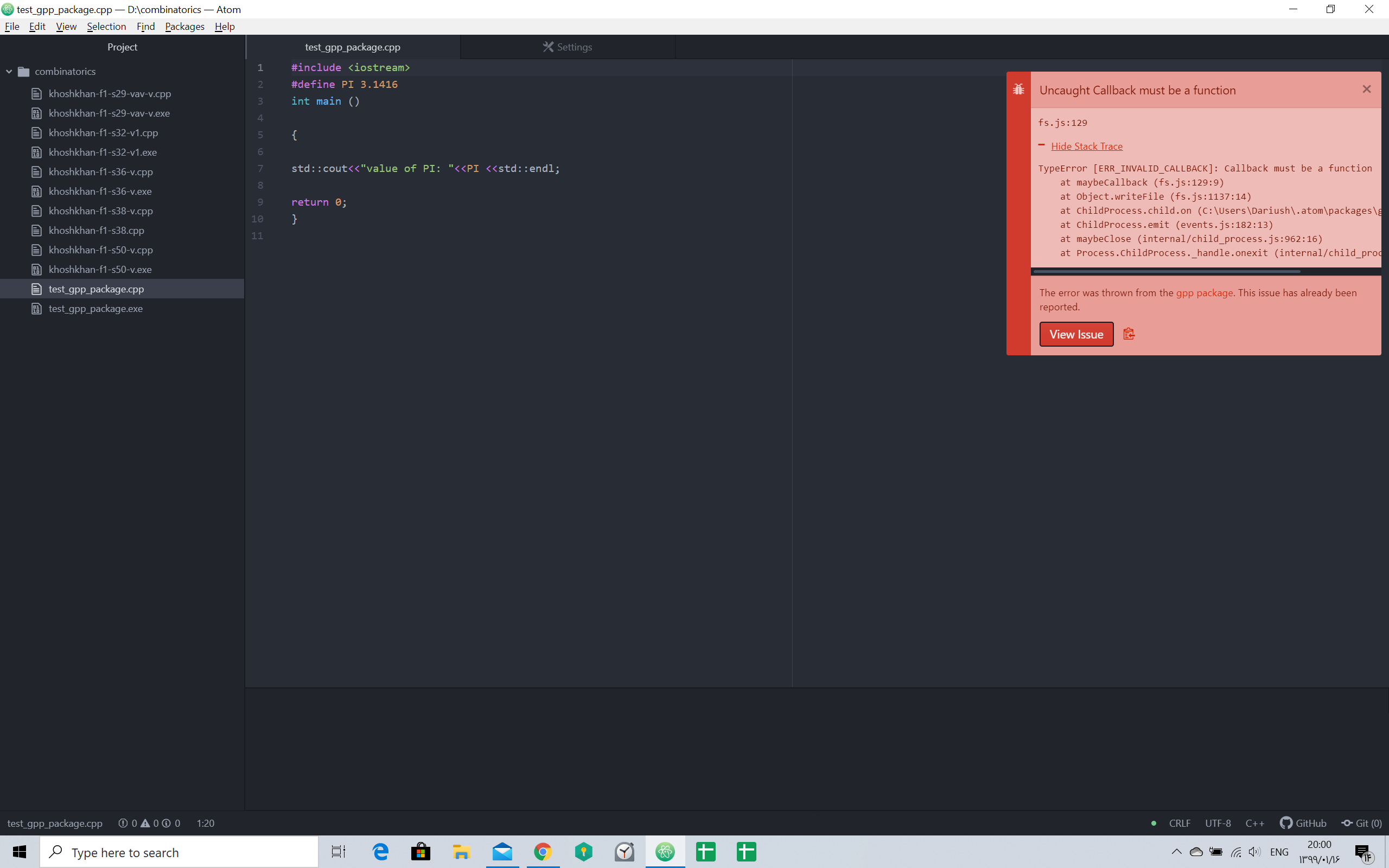 Uncaught Callback must be a function · Issue #12 · livace/atom-gpp · GitHub