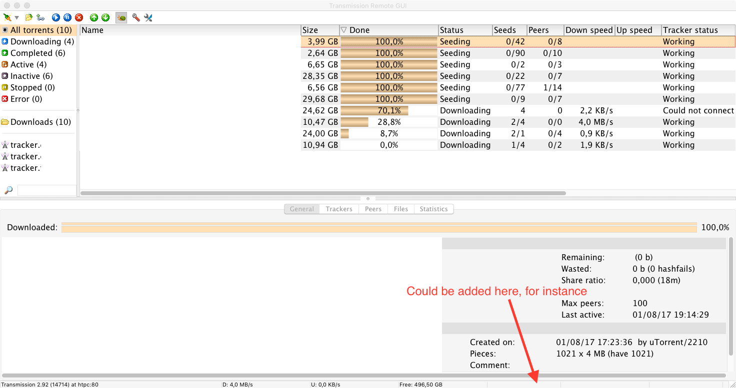 Show global bandwidth limits in status bar · Issue #993 · transmission-remote-gui/transgui · GitHub