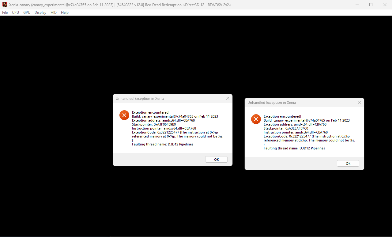 AMD Radeon 7000 Series - Unhandled Exception on game launch · Issue #130 · xenia-canary/xenia ...