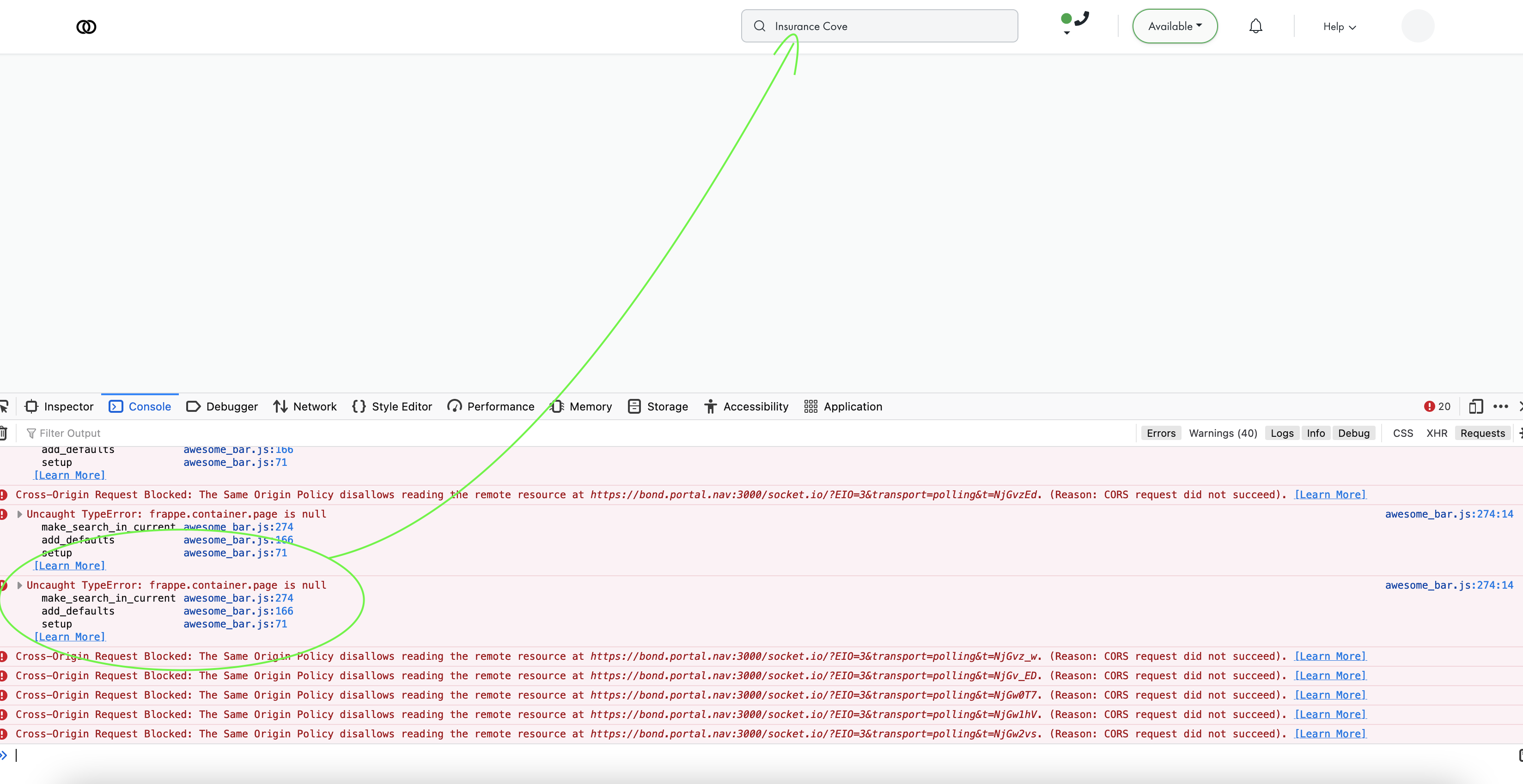 Uncaught TypeError: frappe.container.page is null · Issue #13947 · frappe/frappe · GitHub