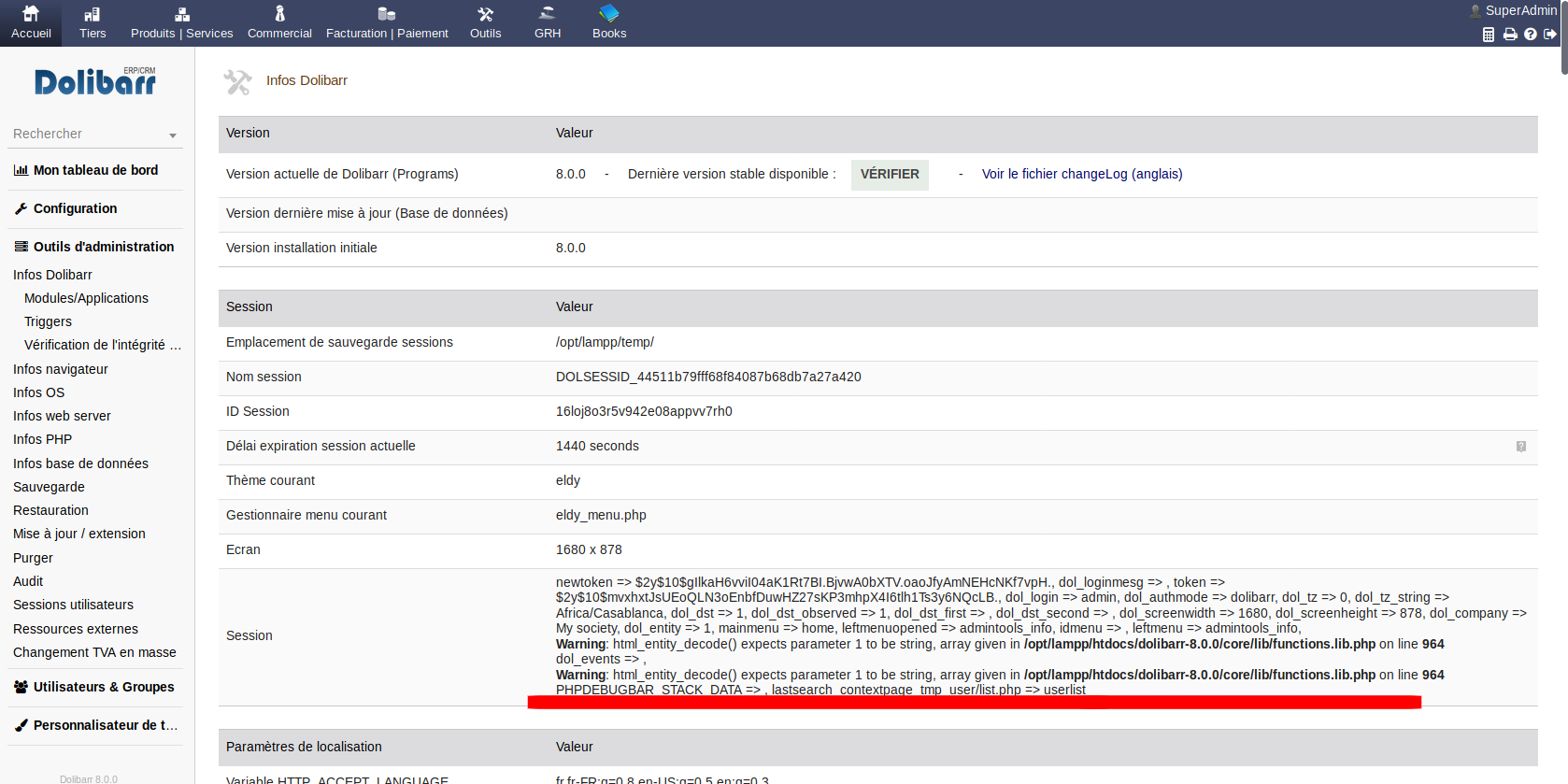 [8.0.0] PHP warnings in Dolibarr infos · Issue #9510 · Dolibarr/dolibarr · GitHub