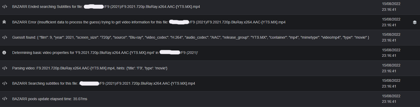 BAZARR Error (Insufficient data to process the guess) · Issue #1910 · morpheus65535/bazarr · GitHub