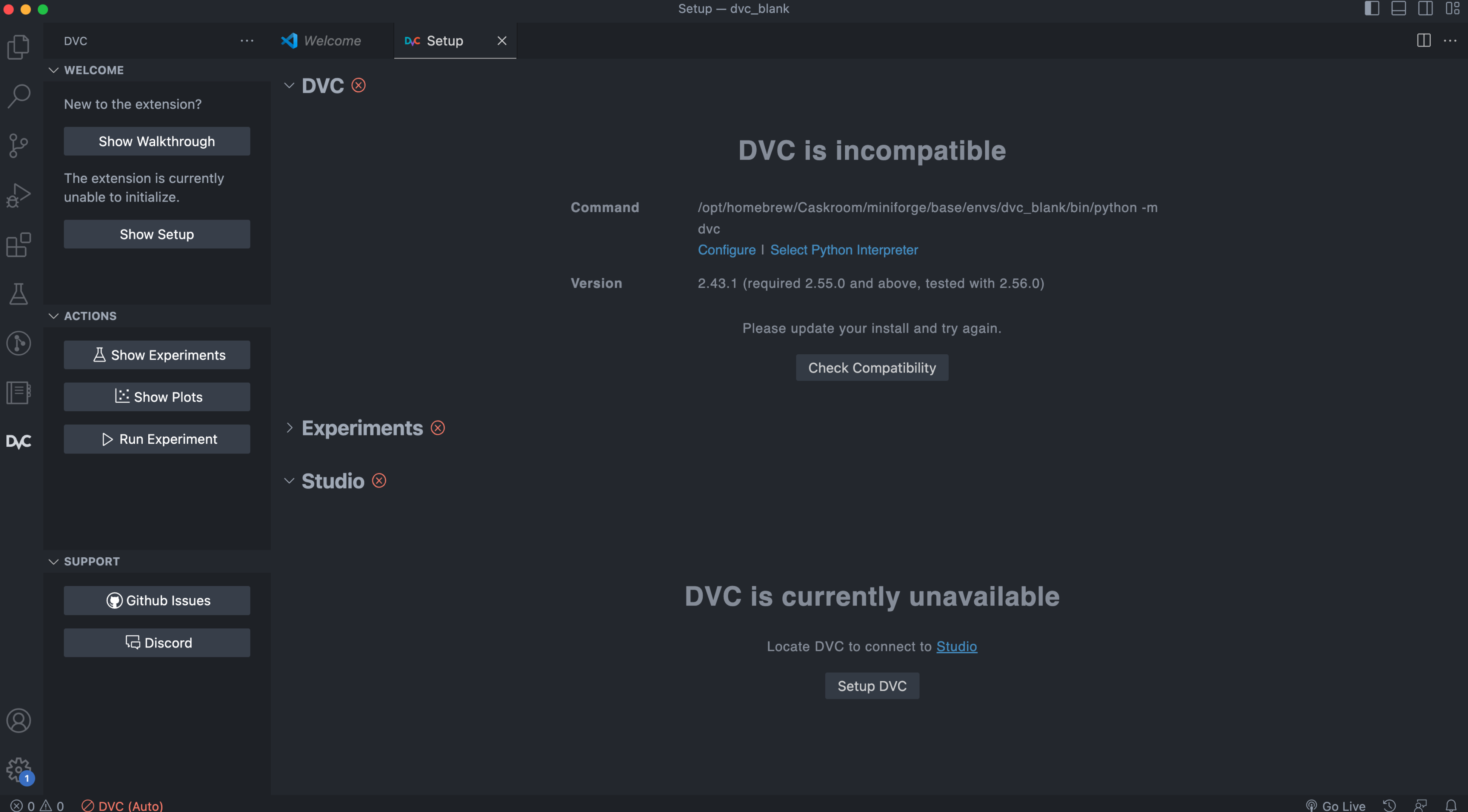 DVC extension's setup picking up wrong version of DVC from a wrong env · Issue #3878 · iterative ...