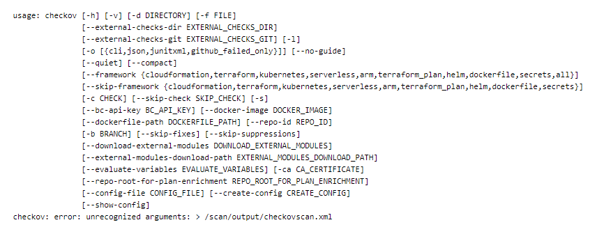 Specify Output File · Issue #1328 · bridgecrewio/checkov · GitHub