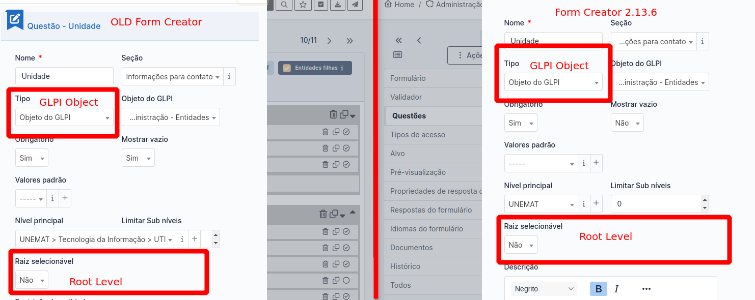 Error in apresentation of fields "GLPI Objects" · Issue #3304 · pluginsGLPI/formcreator · GitHub