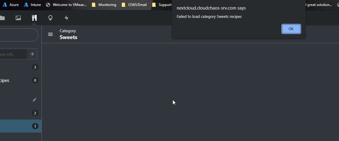 Categories wont load/Error displayed. All Recipes category works. · Issue #1183 · nextcloud ...