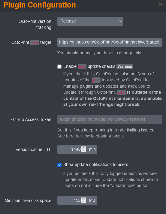 [Request] Show feedback if Github Access token is configured in UI · Issue #4520 · OctoPrint ...