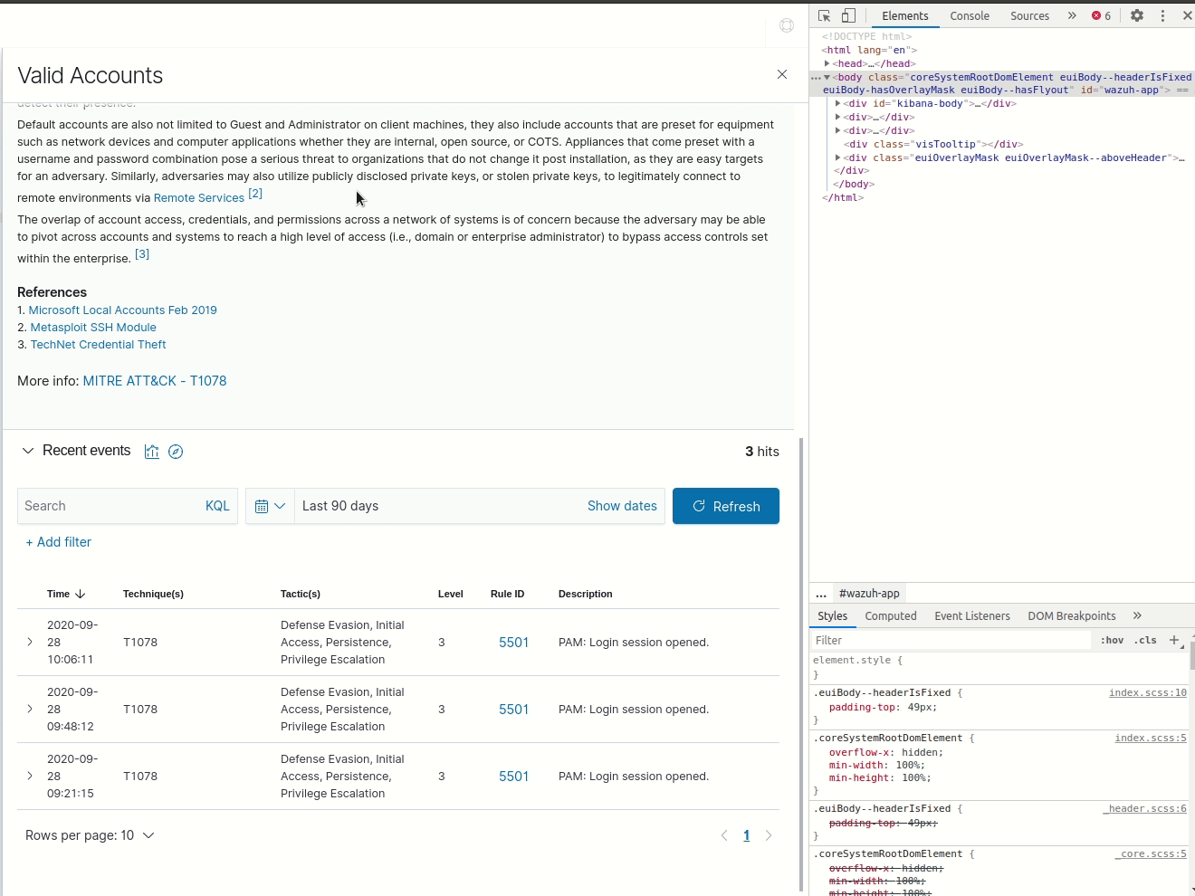 Time selector hidden behind the parent component. · Issue #2498 · wazuh/wazuh-dashboard-plugins ...