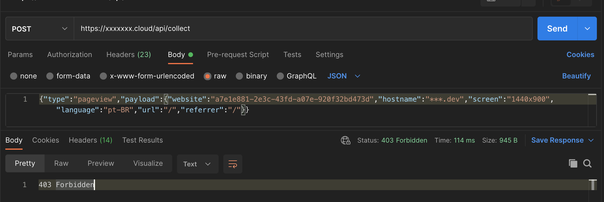 Error 403 Forbidden on collect API · Issue #1461 · umami-software/umami ...